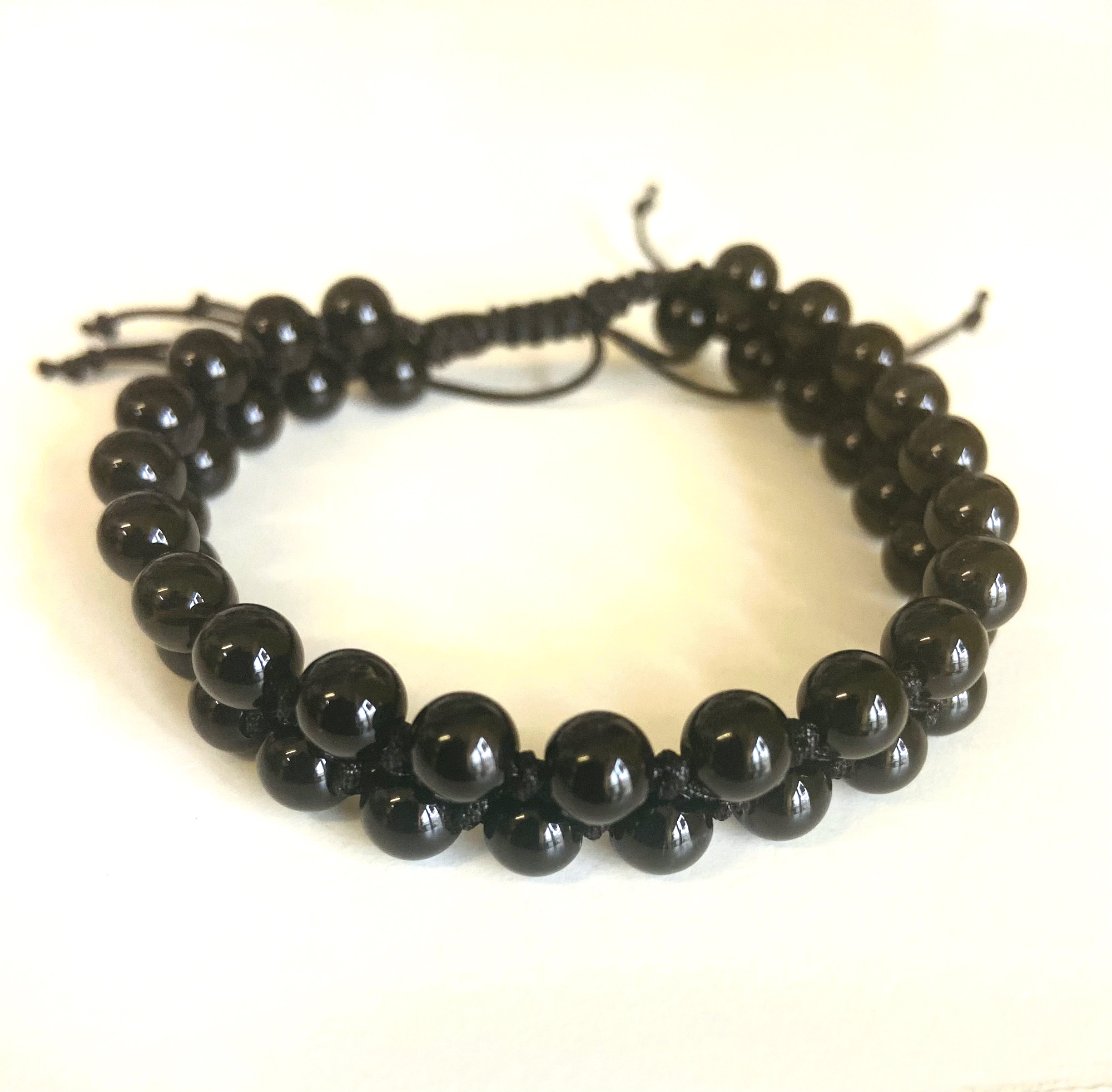 Schwarzer Turmalin Armband, Schutzsteine, doppelreihig, verstellbar ...
